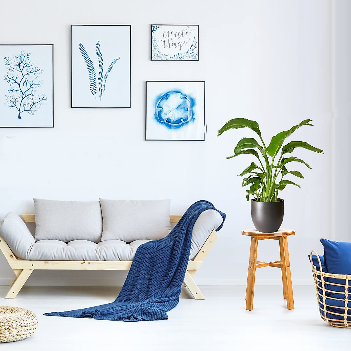 Yesland Little Wood Stool - 9.5 Inch Round Bamboo Shower Seat Stool Milking Stool - Anti Slip Small Short Stool for Adults, Shoe Changing, Home, Bathroom, Bedside (Natural)