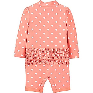 Simple Joys by Carter's Baby Girls' 1-Piece Zip Rashguards, Pack of 2, Sea Friends/Dots, 18 Months