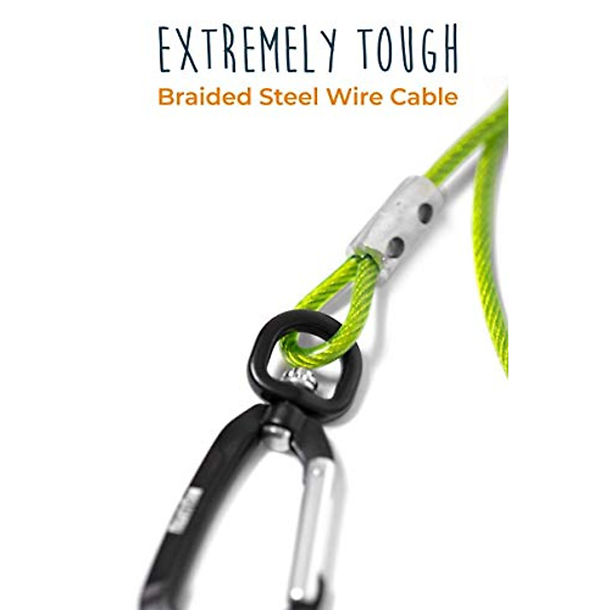 Mighty Paw Chew Proof Dog Leash - Six Foot Metal Cable Lead, Non Chewable Braided Cord with Padded Handle. Chew Resistant, Great for Large Dogs and Teething Puppies (Green)