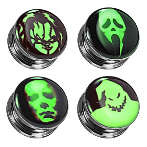 TBOSEN 8 Pcs Stainless Steel Fluoresscence Epoxy Screw Fit Ear Gauges Ear Plug Flesh Piercing Jewelry 2g - 1-3/16 inch