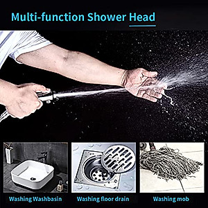 KAIYING Drill-Free High Pressure Handheld Shower Head with ON/OFF Pause Switch 3 Spray Modes Water Saving Showerhead, Detachable Puppy Shower Accessories (M:Shower Head (Chrome)+Bracket+Hose)