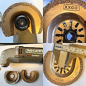 XXGO 5 Pcs Semicircle Carbide Oscillating Multi Tool Blades Universal Compatible with Bosch Chicago Craftsman Dremel Makita Milwaukee Porter Cable Ridgid Ryobi Rockwell XG8561