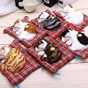A-Parts Lovely Simulation Animal Doll Plush Cat Toy with Sound Kids Toy Decorations Stuffed Toys Black & White