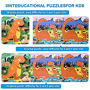 Jade Hare Magnetic Puzzles for Kids Ages 3-5 40 Pieces Paper Puzzle Book Road Trip Learning Magnet and Toys for Travel Puzzles for Toddlers 3-8 Aged Boys and Girls Advanced Dinosaur…