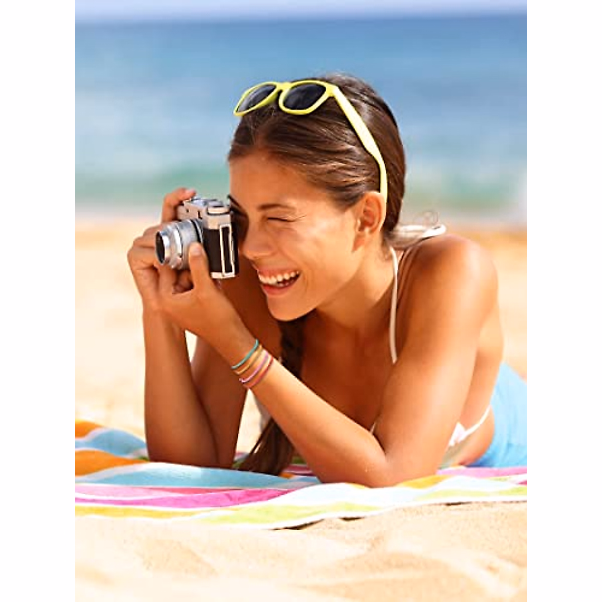 Long tiantian Summer Surfer Bracelets for Women Boho Waterproof Beach Bracelets for Teen Girls Cute Ankle Bracelets for Women