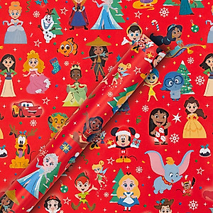 Hallmark 12m Multipack Christmas Wrapping Paper - 3 Rolls in Red Disney 100 Design
