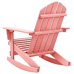 Tidyard Patio Adirondack Rocking Chair Solid Fir Wood Pink Outdoor Fire Pit Chair Wooden Garden Armchair for Porch Pool Lawn Deck Backyard Balcony Outdoor