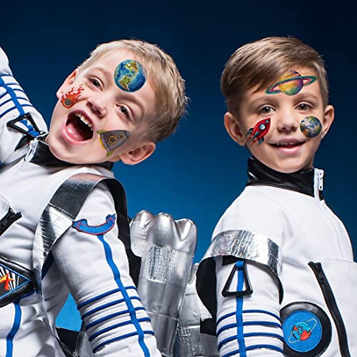 CHARLENT Glitter Galaxy Temporary Tattoos for Kids - 12 Sheets Glitter Outer Space Tattoos for Boys Girls Birthday Party Favors Goodie Bag Fillers