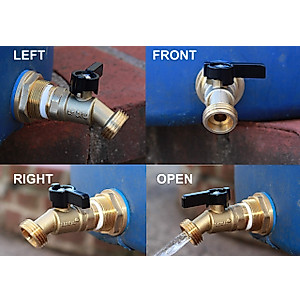 RAINPAL RBS022 Brass Rain Barrel Spigot(3/4" Quarter Turn Ball Valve w/ Bulkhead Fitting and Thread Tape)