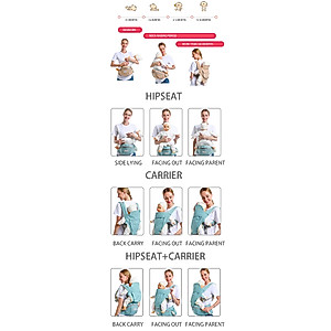 Ergonomic Baby Hip Seat Carrier Baby Waist Stool for Newborn Child Infant Toddler with Cool Air Mesh Windproof Babyhood Comfortable Insert (Pink)