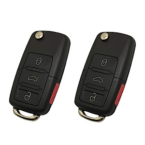 Key Fob Case Fit for VW Volkswagen Jetta Passat Golf Beetle Rabbit GTI CC EOS Replacement Key Shell 4 Buttons Keyless Entry Remote Key Fob Cover with Uncut Blade (2)