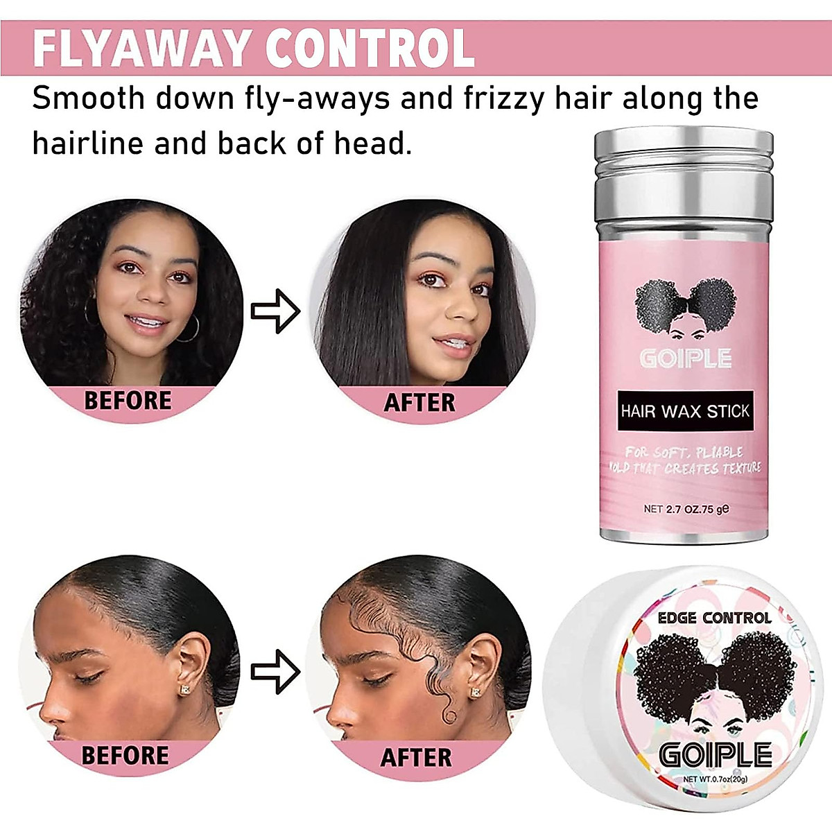 9 PCS Wig Accessory Kit - Lace Front Wig Sticks, Elastic Bands, Grip Bands, Caps, Edge Control Wax, Brush & Comb for Natural Hair Styling (Black)