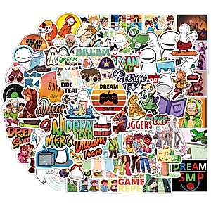 100Pcs Dreams SMP Stickers, Cool Game Dreams SMP Stickers for Kids, Cartoon Game Dreams SMP Decal Gifts, Waterproof Vinyl Stickers for Teen Adult Water Bottle, Laptop, Skateboard