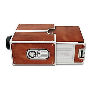 Shentesel Smart Phone Projector Mini DIY Cardboard Home Cinema Theater Vintage Portable - Coffee