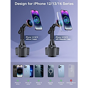 MOKPR for MagSafe Car Mount Charger- Wireless Car Charger Magnetic Cup Holder Phone Mount-Colorful LED HandsFree Magnet Car Charger for iPhone 15/14/13/12 Series