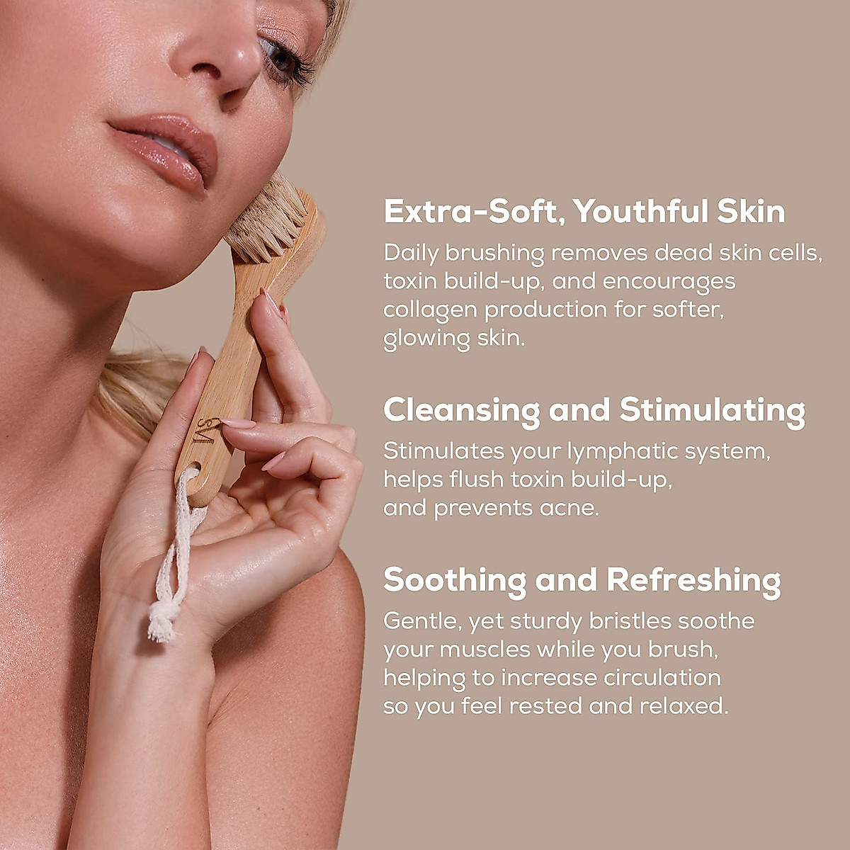 CSM Mini Dry Brush - Natural Bristle Small Body Brush, Exfoliating Facial Cleansing Brush for Soft Skin and Other Sensitive Areas Like Your Neck, Chest, and Nails