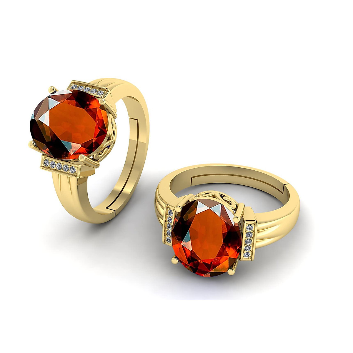 LMDPRAJAPATIS 9.25 Carat Natural Garnet Stone Statement Gold Adjustable Ring For Men And Women