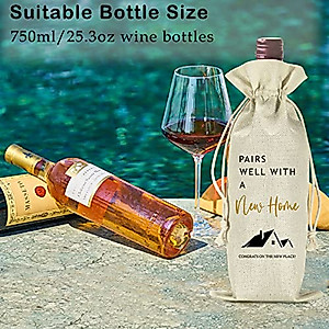 LEJIAJINW Housewarming Gifts, First New Home House Homeowner Gift, Realtor Gift to Clients, Sweet Home Congrats, Housewarming Party Decorations, Wine Gift Bags for Women Men Wife Husband