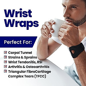 Wrist Wrap Compression Wrist Brace For TFCC Tears | Carpal Tunnel Pain & Tendonitis Relief | Padded Hole For Ulnar | Wrist Support For Working Out | Wrist Wraps for Men Women | Fits Both Wrists (MED)