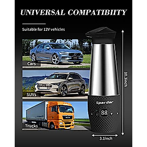 Spardar 12V Car Kettle Water Heating Cup for Car Stainless Steel Fast Water Boiler & Heater with LED Indicator Light for Water, Tea, Coffee and Milk (Black 12V)