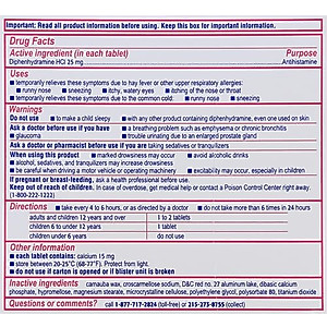 Benadryl Ultratabs Antihistamine Allergy Relief with Diphenhydramine HCl, 24 Count