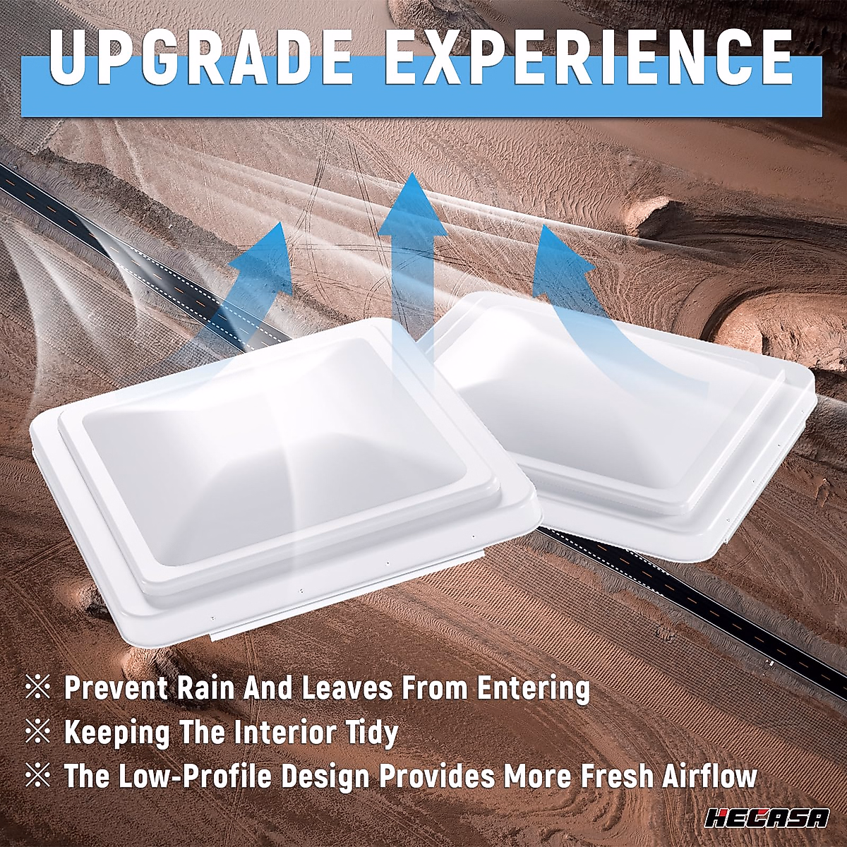 HECASA 2Pcs 14" RV Roof Vent Cover Compatible with Ventline Previous to 2008 and Elixir Vents Starting 1994 PP Vent Lid Polycarbonate White