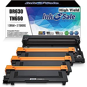 INK E-SALE Compatible TN660 Toner Cartridge and DR630 Drum Set Replacement (1D+3T) for Brother MFC-L2700DW HL-L2340DW HL-L2300D HL-L2380DW DCP-L2540DW DCP-L2520DW MFC-L2740DW MFC-L2720DW Printer