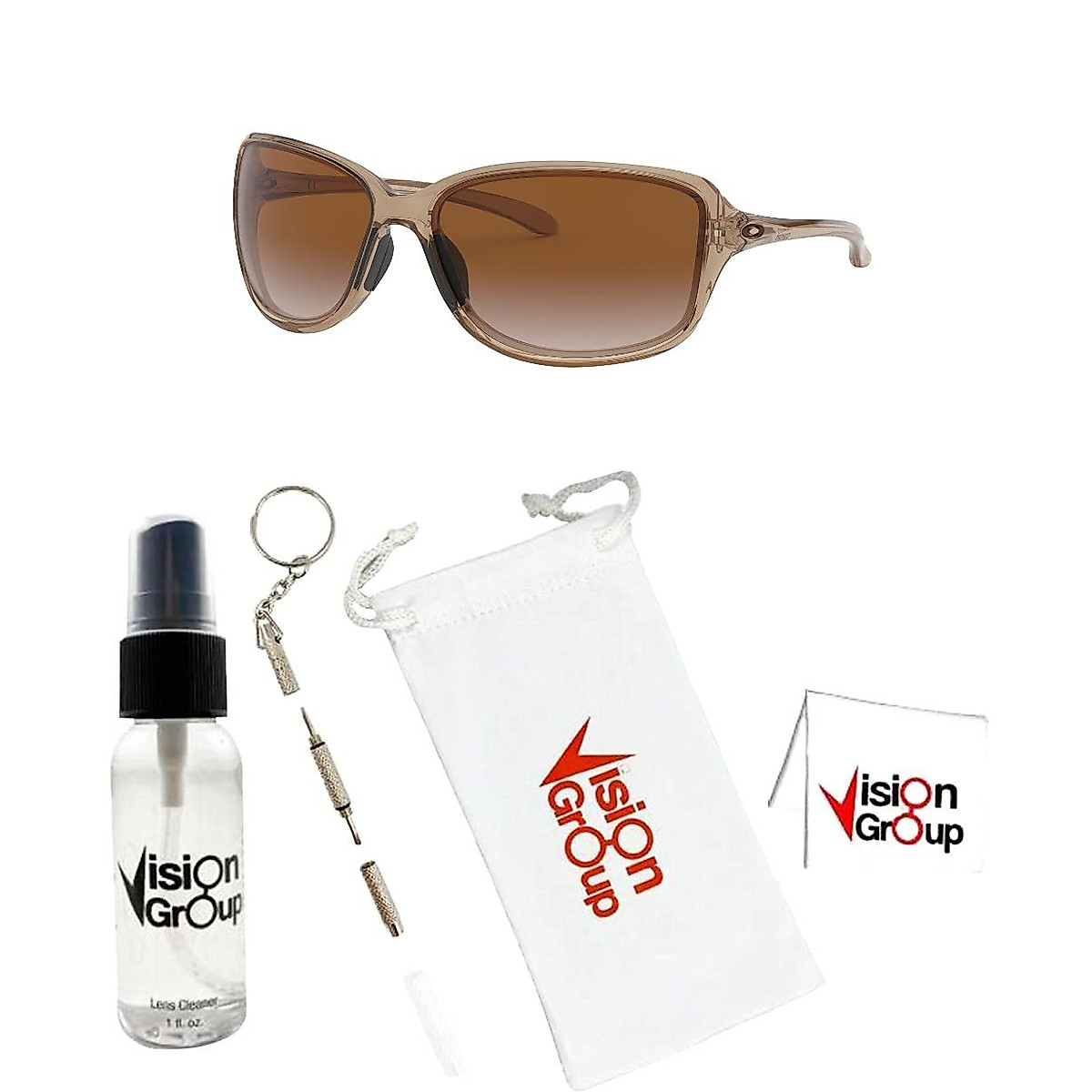 Oakley OO9301 Cohort Sunglasses + Vision Group Accessories Bundle, womens (Sepia/Dark Brown Gradient (930102)