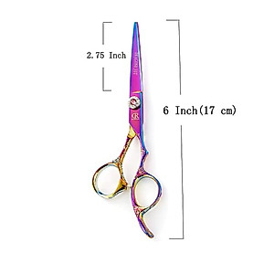 Professional Hair Cutting Shears,6 Inch Hairdressing Shears Barber Hair Scissors Edge Razor Sharp Blades Haircut Scissors for Men Women Kids Japan 440c Stainless Steel (Rainbow) (Pink)