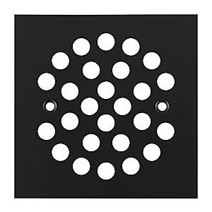 VOURUNA Square 4-1/4 Inch (108mm*108mm) Screw-in Shower Drain Cover Replacement Square Floor Drainer Grate, (Black)