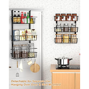 Cibert 6-Tier Wall Mount Spice Rack Organizer, Metal Pantry Organization and Storage, Hanging/Wall Mount Basket Spice Rack Shelves Door, Home Kitchen Bathroom Laundry Room Essentials accessories