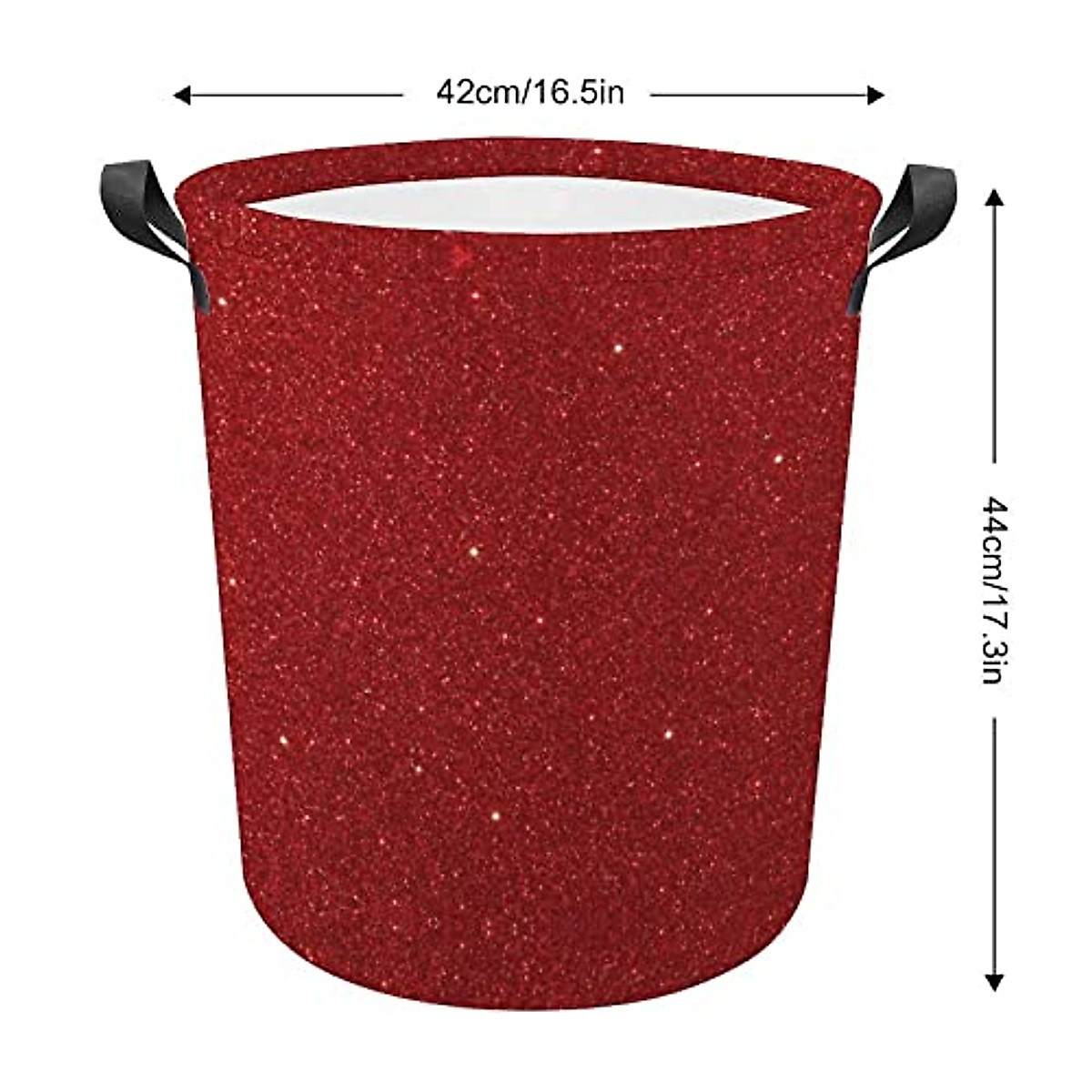 Bling Red Glitter Waterproof Laundry Baskets Collapsible Laundry Hamper with Handles Large Round Toy Bin for Dirty Clothes,Kids Toys,Bedroom,Bathroom