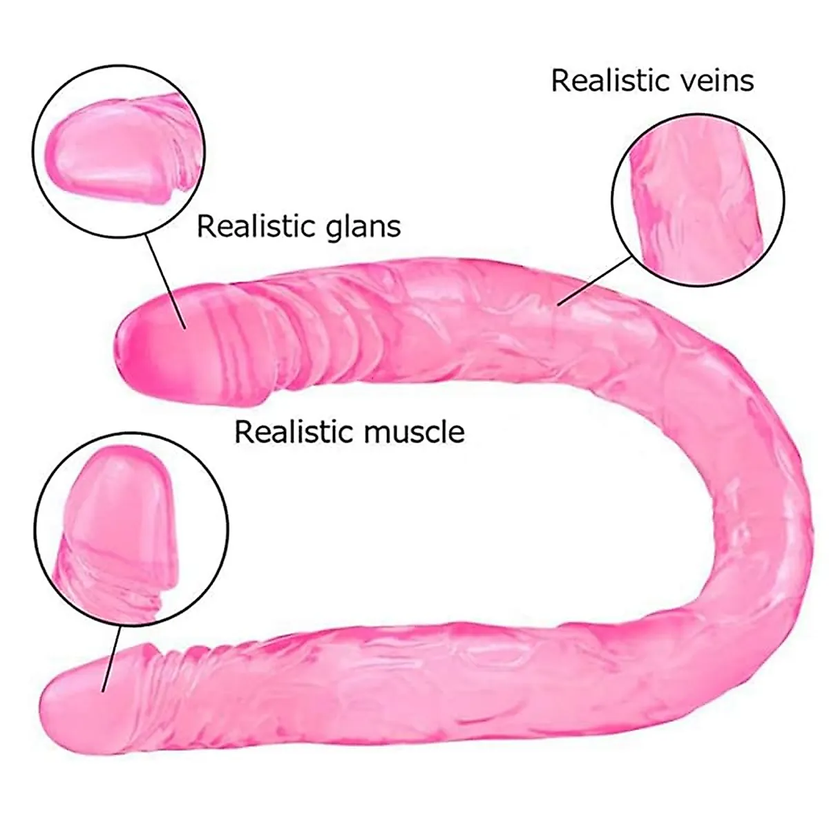 Non-irritating 18.11 inches Silicone Material Double Headed Silicone Strong Suction Cup for Hands-Free Realistic Classic Double-Ended Wand for Women - XjmFx26-2