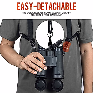 OUFABE Binocular Harness Strap, Binocular Strap, Adjustable and Deluxe Binoculars Harness for Hunting, Cross Binocular Straps Harness, Fits for Carrying Binocular, Cameras, Rangefinders and More