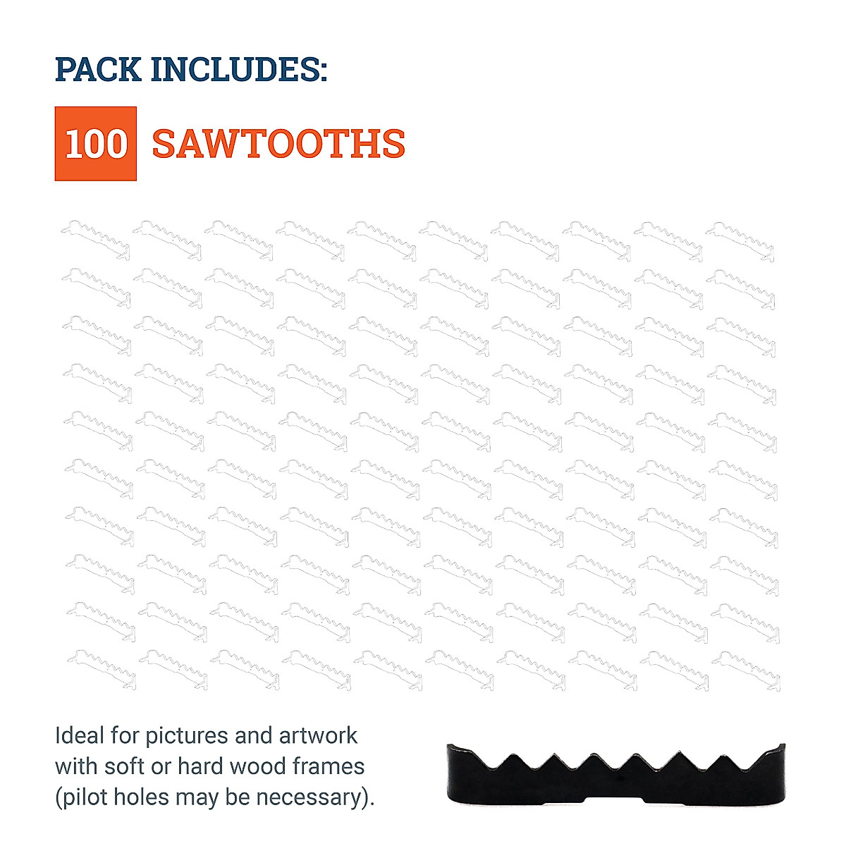 Sawtooth Picture Hangers - 100 Pack - Black Sawtooth Picture Hangers No Nail - 1 3/4 Inch Sawtooth Hangers
