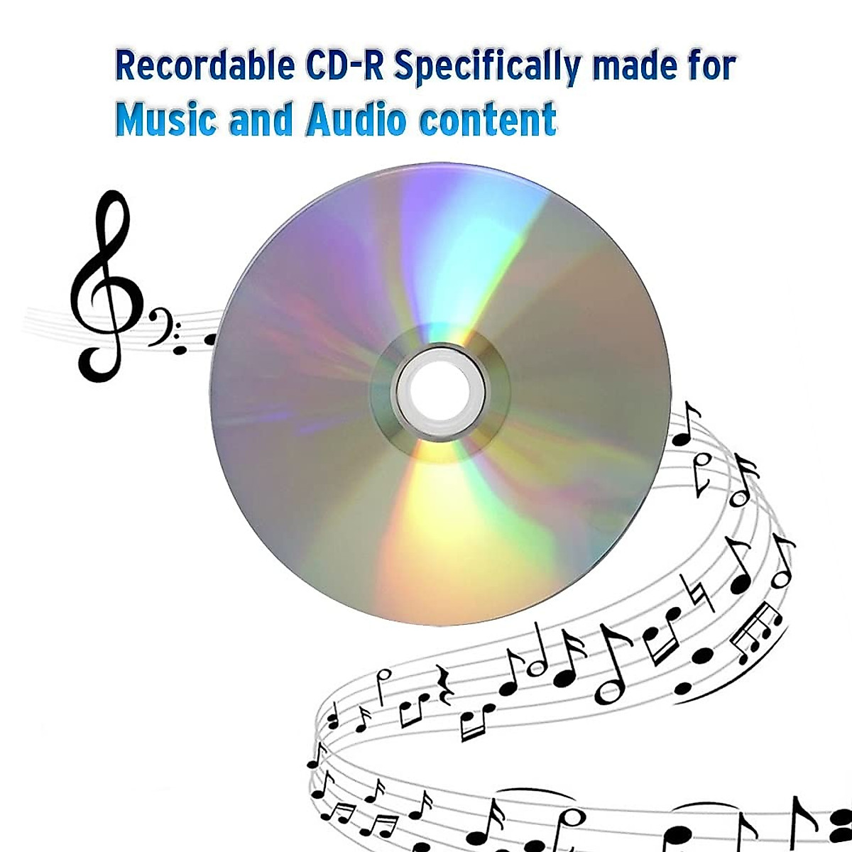 Vinpower Digital Blue AZO CD-R 700MB 52X Shiny Silver Top Recordable Media Disc - 100pk Cake Box 16M-115-BX (FFB), 100 Discs