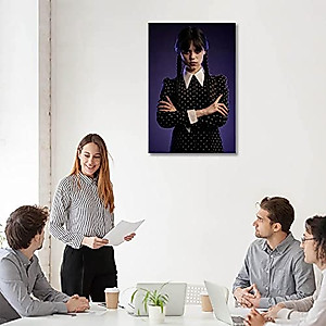 Wednesday Poster Movie Poster Protagonist Wednesday Addams Portrait Poster Canvas Painting Wall Art for Home Bedroom Living Room Decor Gift (Purple,12x18in Unframe)