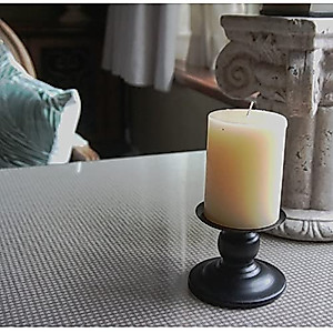 Young&L 2 Pcs Matte Black Candle Holders，Metal Decorative Candle Holders Ideal for Pillar Candles，Bedroom Living Room Fireplace,Wedding Decor, Home Decor Gifts Retro Candleholder