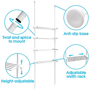 Starbover Over The Toilet Storage Shelf, 4-Tier Bathroom Organizers and Storage, Bathroom Space Saver with Adjustable Rack Metal, White