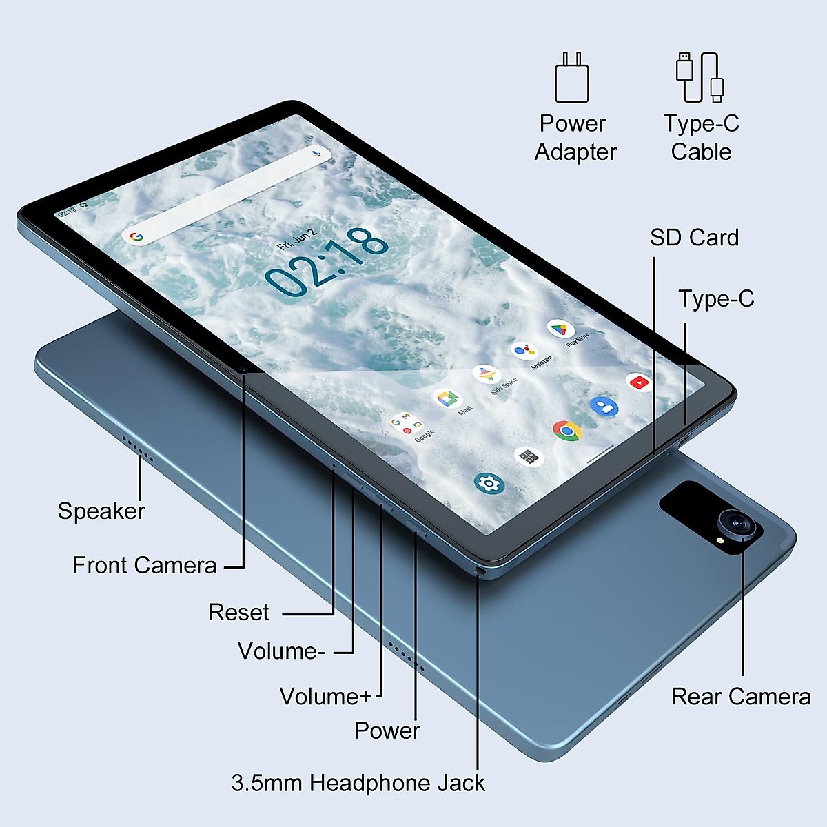 Tibuta Android Tablet 10 Inch, Octa-Core Android 12 Tablet with 7000mAh Battery (Max 14-Hour), 4GB+64GB ROM Gaming Tablets, 10.1 in HD Large Screen Tablet Build in 5+8MP Camera/WiFi/GPS/BT