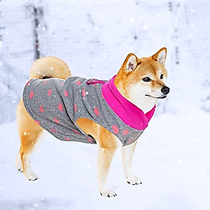 Rbenxia 1 Piece of Grey Dog Heart Sweater with Leash Ring Soft Fleece Vest Dog Pullover Warm Jacket Pet Dog Clothes Winter Dog Outfits for Small Puppy Cat Pets (Large)