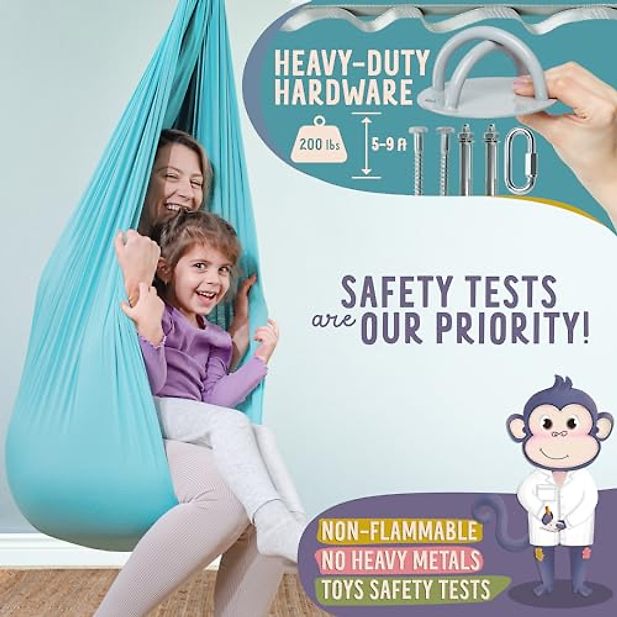 Moonkee Sensory Swing for Kids Indoor - Calming and Relaxing Hug Effect Therapy Swing for ADHD, Anxiety, Autism Swing - OT Approved and Safety Tested - Outdoor Sensory Joy Swing for Kids and Adults