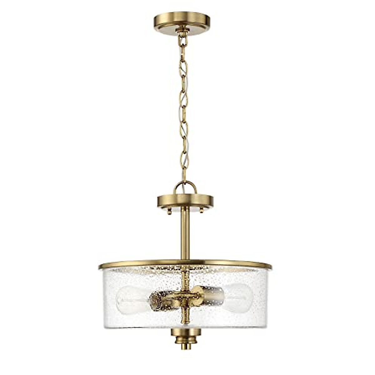 Craftmade 50552-FB Bolden Clear Seeded Glass Shade Semi Flush, 2-Light 120 Watts, Flat Black