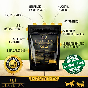 Lexelium Lung & Bronchial Supplement for Dogs and Cats - Provides Breathing Support & Keeps Lung Healthy – Optimizes Lung Function & Breathing - Easy to Mix Powder - 200G