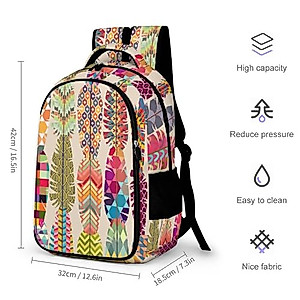Colored Feather Pattern Travel Laptop Backpack Durable Computer Bag Casual Daypack Work Backpack for Women & Men