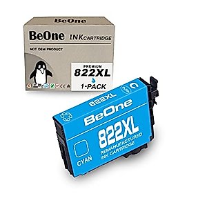 BeOne 822XL Ink Cartridges Remanufactured Replacement for Epson 822 XL 822XL T822 T822XL to Use with Workforce Pro WF-3820 WF-4820 WF-4830 WF-4833 WF-4834 Printer (1 Cyan)
