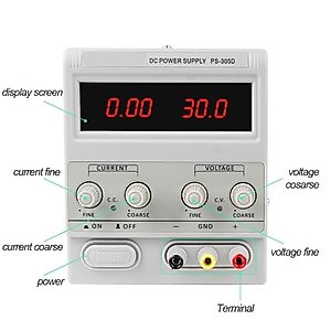DC Power Supply, Digital Adjustable Lab Test Linear Power Source, PS-305D, 30V 5A