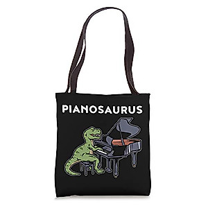 Grand Piano Gift Kids Pianist Gift Dinosaur Music Piano Tote Bag