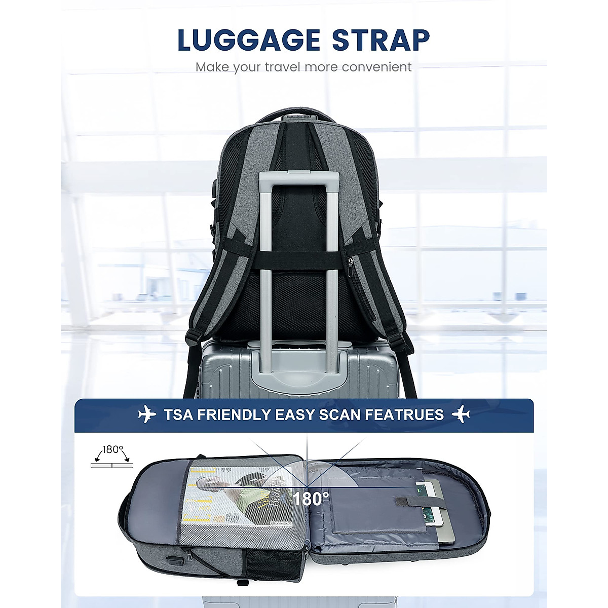 LOVEVOOK Travel Laptop Backpack Waterproof Anti Theft Backpack with Lock and USB Charging Port Large Computer Business Backpack for Men College Backpack (17 inch,DarkGrey