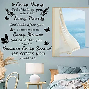 Bible Verse Wall Stickers Inspirational Wall Decal Vinyl Quote Bible Sticker Christian Praise God Religious Peel and Stick Wall Decals for Living Room Bedroom Office Home Décor Wall Decoration.